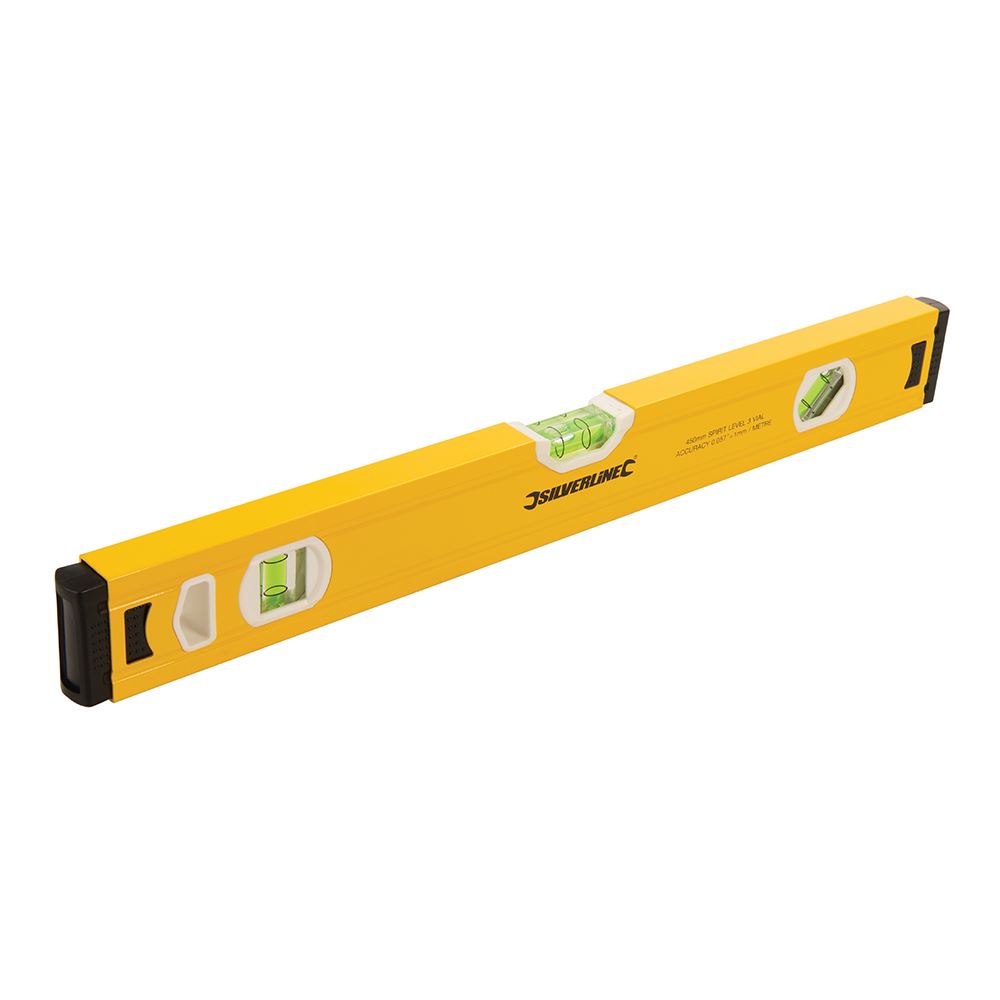 Silverline Spirit Level 450mm - Durable Aluminum, Accurate V-Groove ...