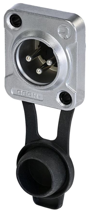 3 Pole Front Panel Mount XLR Plug, D Size, IP65, Chrome — StampyTools