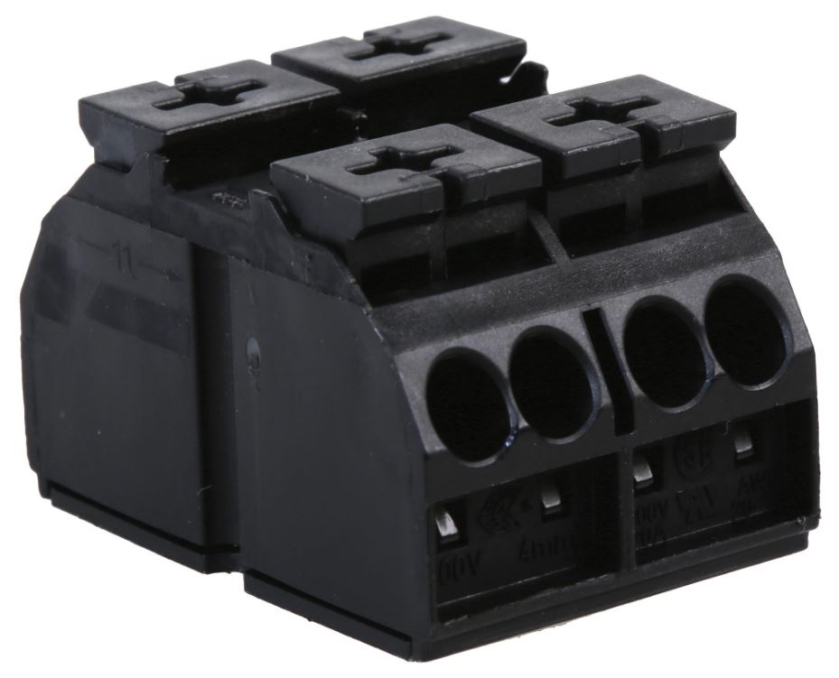 4 Conductor Chassis Mount Terminal Strip, 20AWG to 12AWG, 32A, 2 Pole ...
