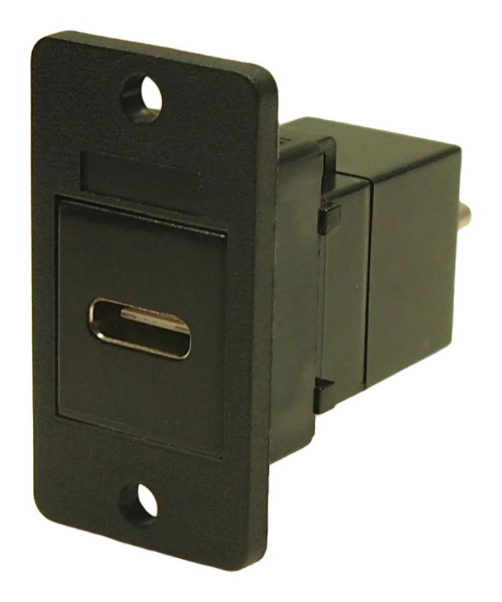 Slim USB Type C Socket to USB Type C Plug Feedthrough Connector, Black ...