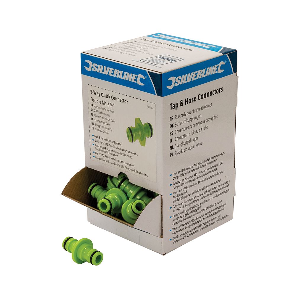 2-Way Quick Fit Connectors 1/2" Display Box 30pce - Double Male ...