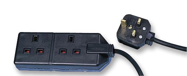 Heavy Duty 2 Gang Extension Lead, 4m Black — StampyTools