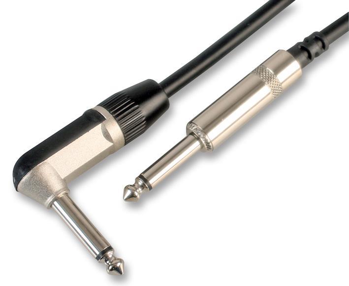 Straight to Right Angled 6.35mm (1/4") Mono Jack Lead, 3m Black ...